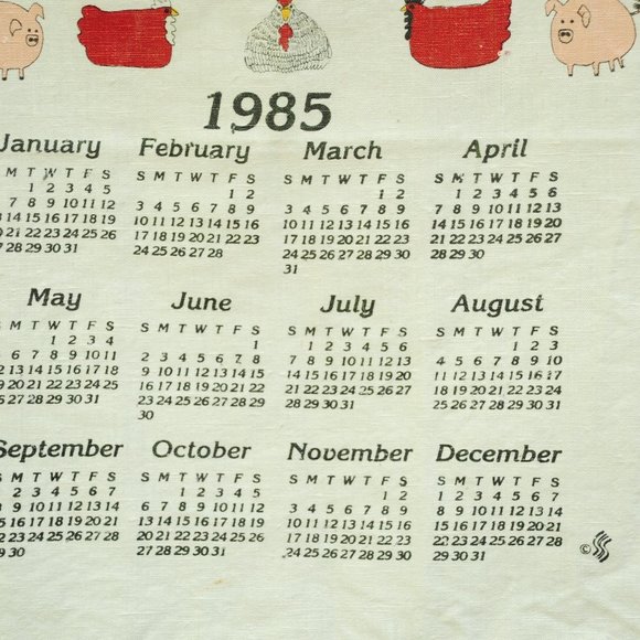 Vintage | Kitchen | Vtg 985 Calendar Towel Farmer Family W Barn | Poshmark